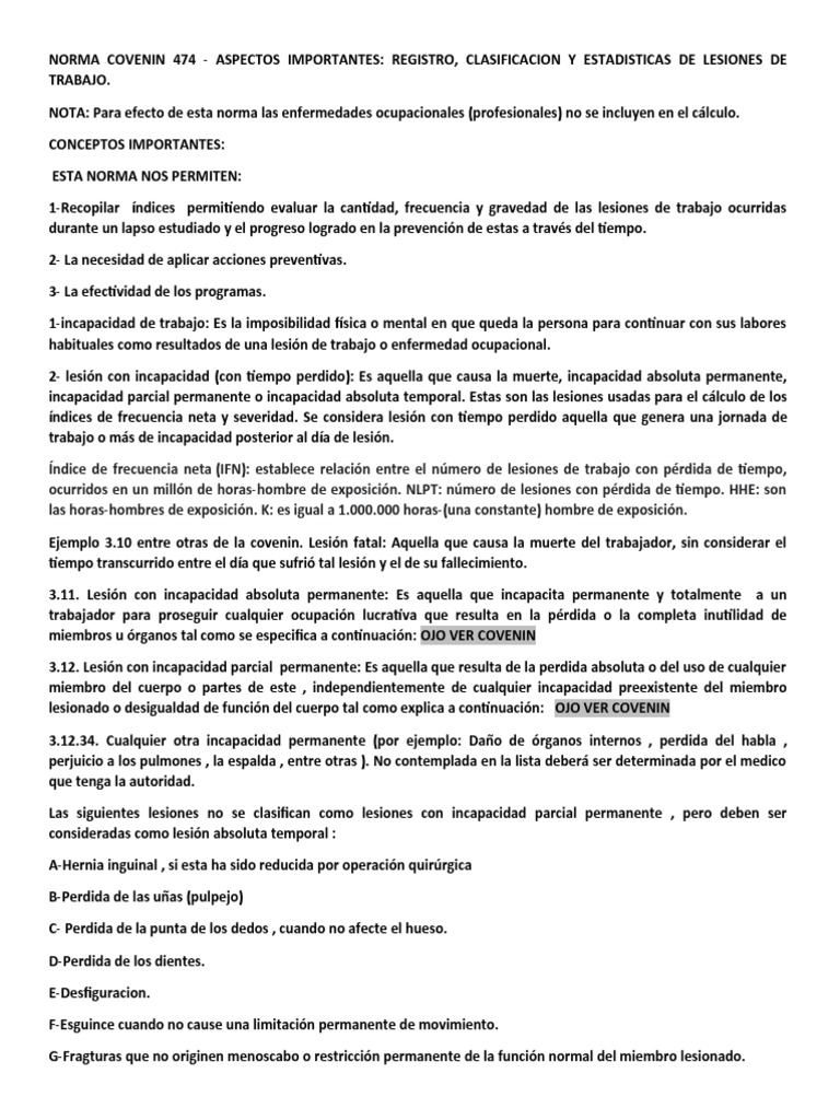 NORMA COVENIN 474 Aspectos Importantes Ojo | PDF | Medicina | Salud y ...