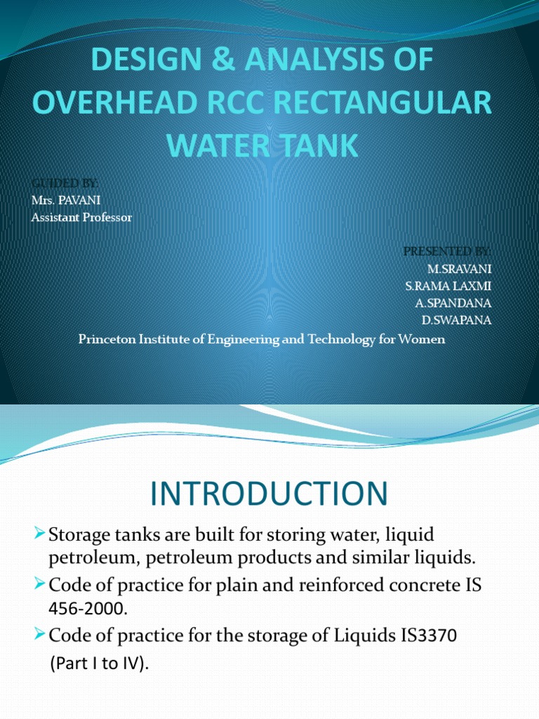 Design & Analysis of Overhead RCC Rectangular Water | PDF | Structural ...