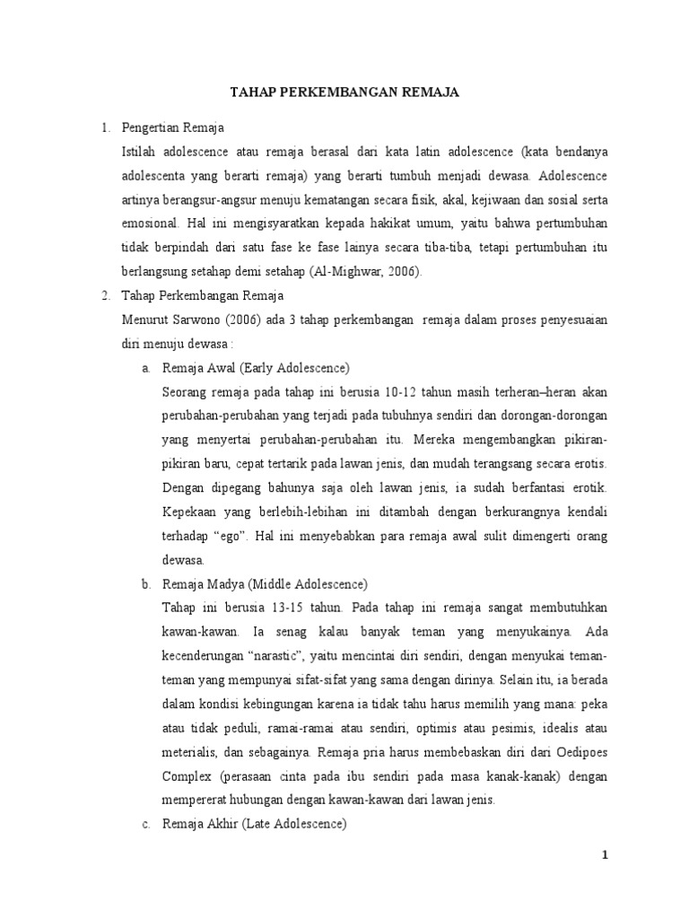 Tahap Perkembangan Remaja | PDF