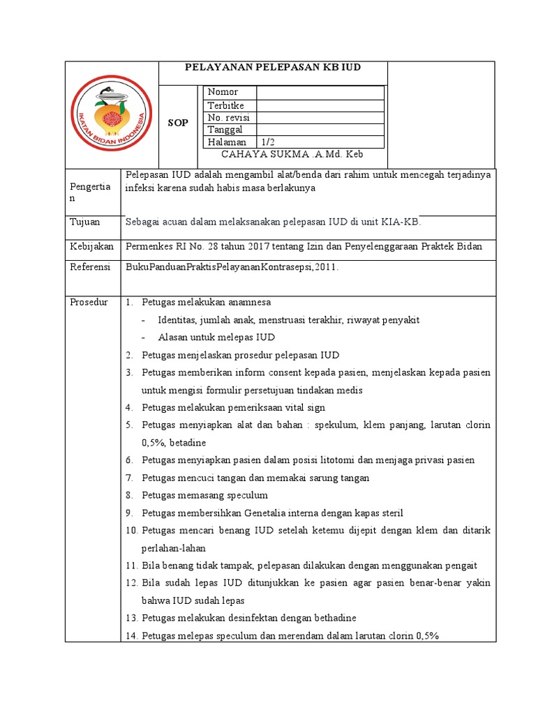 14 Sop Pelepasan Iud | PDF