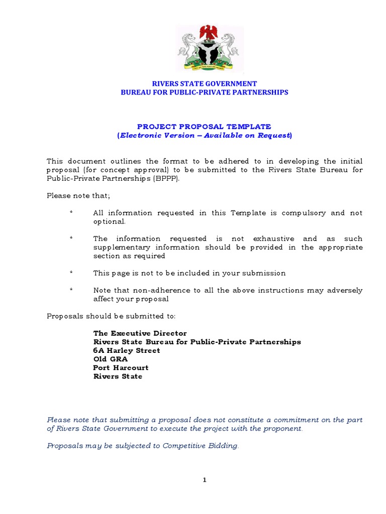 Rivers State PPP Project Proposal Template | PDF | Consortium | Public ...