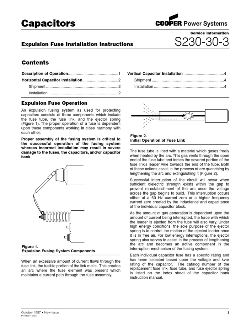 Capacitors: Expulsion Fuse Installation Instructions | PDF | Fuse ...