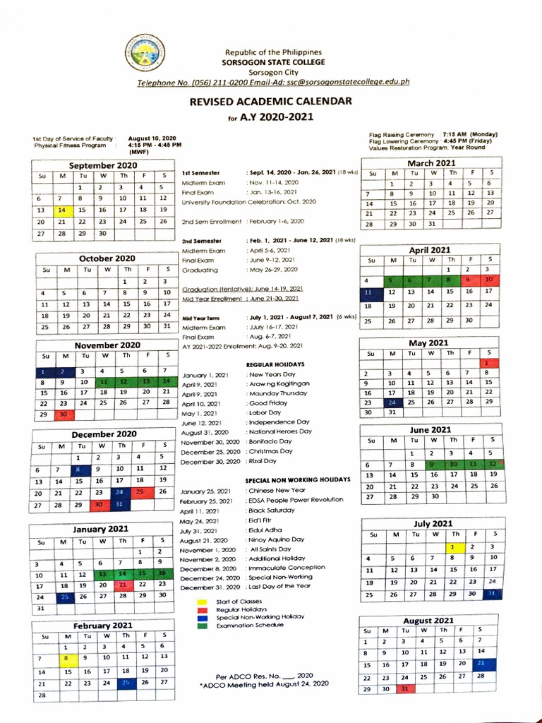 Calendar of Activities - SSC - 2020 2021 | PDF | Academic Term ...