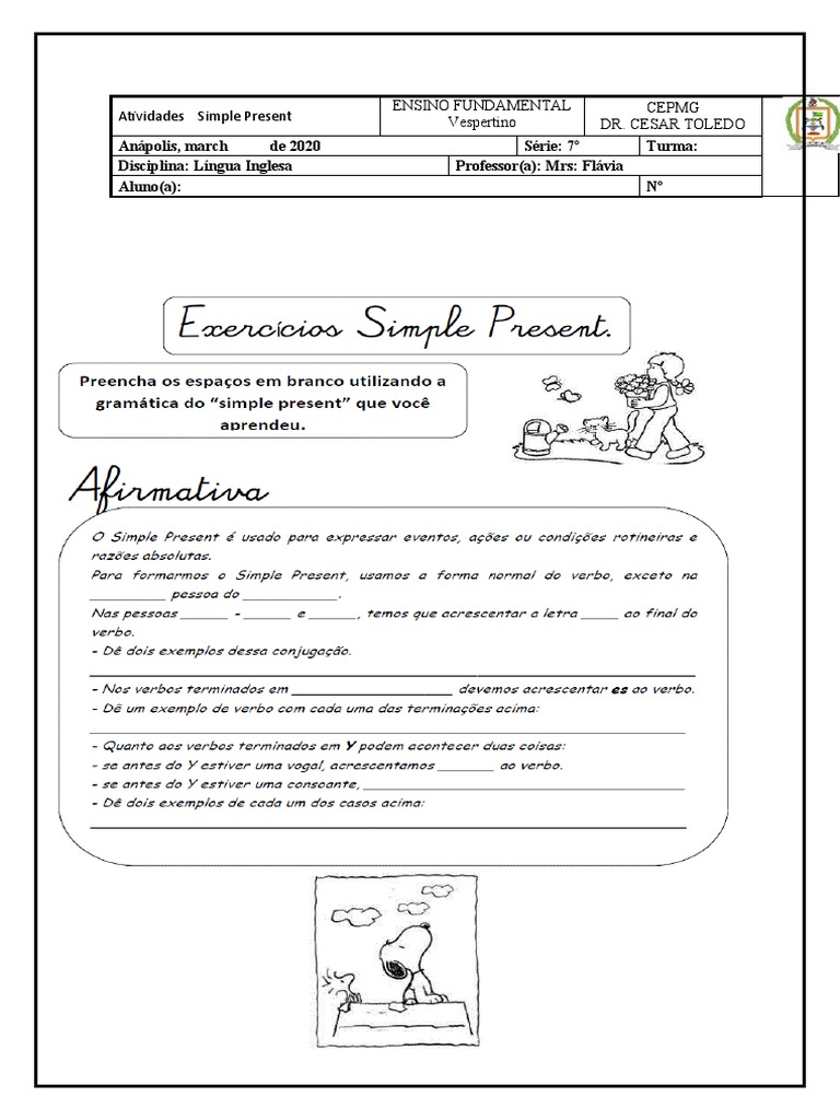 Atividades Texto Com Simple Present 7 Ano | PDF