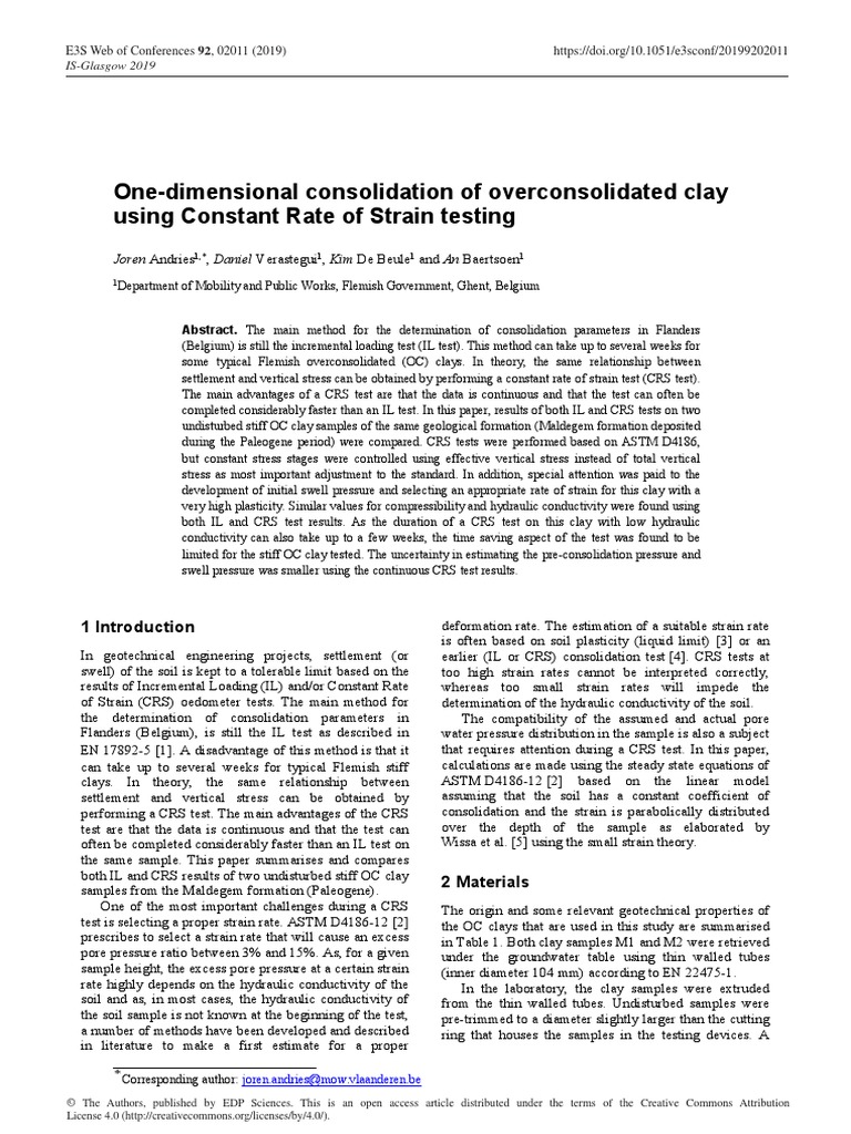 Andres Et Al (2019) - One-Dimensional Consolidation of Overconsolidated ...