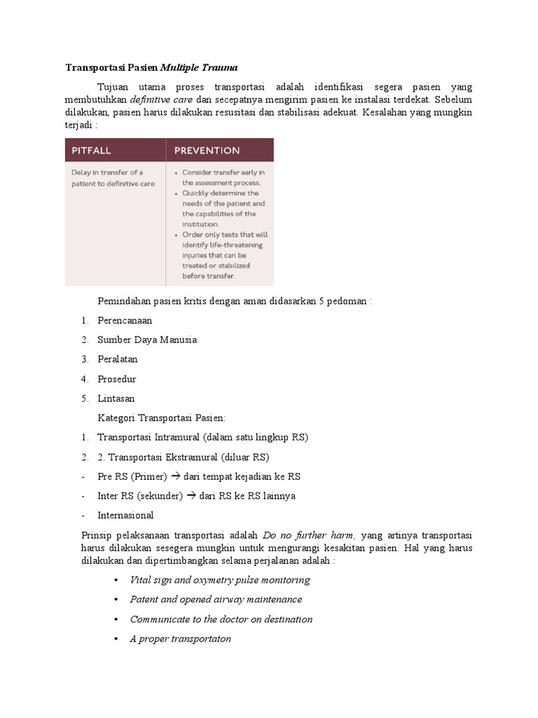 Transportasi Pasien Multiple Trauma | PDF