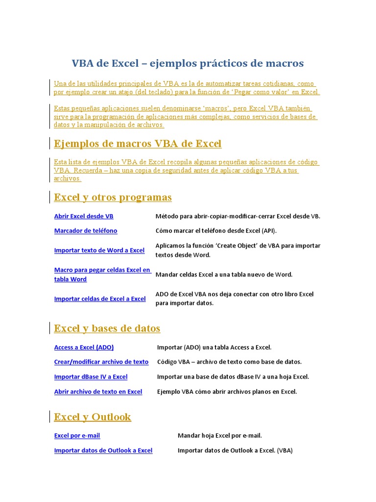 Exportar Datos Desde Excel A Una Tabla de Access | PDF | Microsoft Excel | Visual Basic para ...
