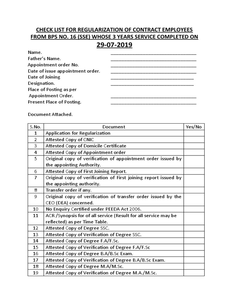 Check List For Regularization | Download Free PDF | Qualifications ...