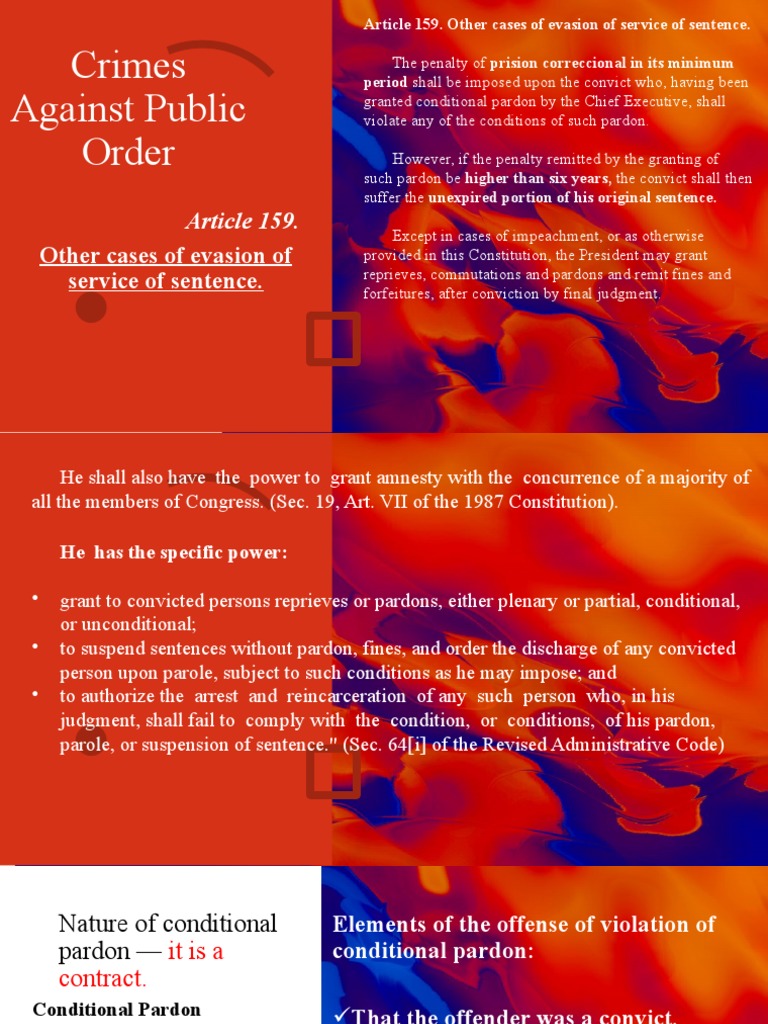 Analyzing Violations of Conditional Pardons: Elements of the Offense ...