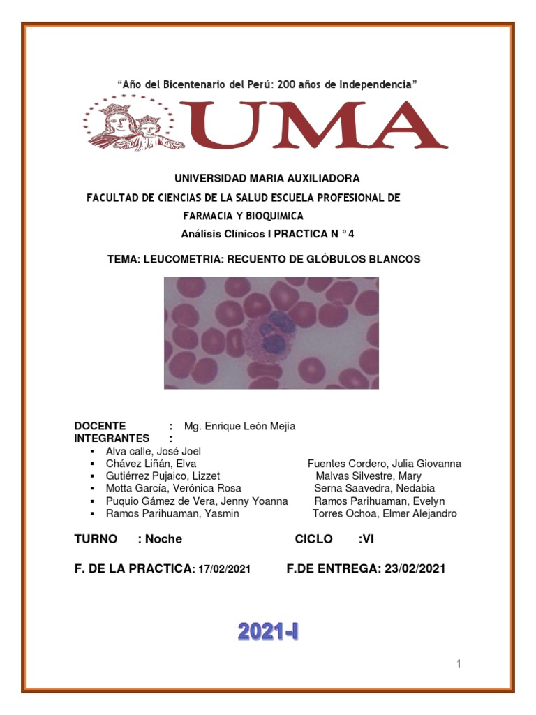 Informe Analisis Clinico Recuento de Globulos Blancos | PDF | Leucocito | Sangre