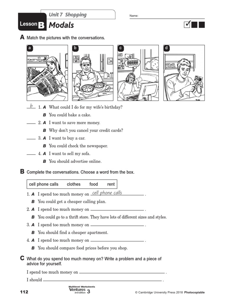 Unit 7 Lesson B Modals Pdf Business