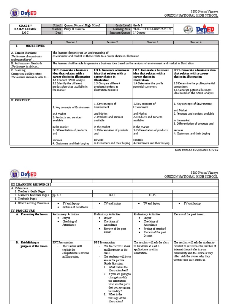 Grade 8 TLE ICT Illustration Lesson Plan | PDF | Teachers | Teaching