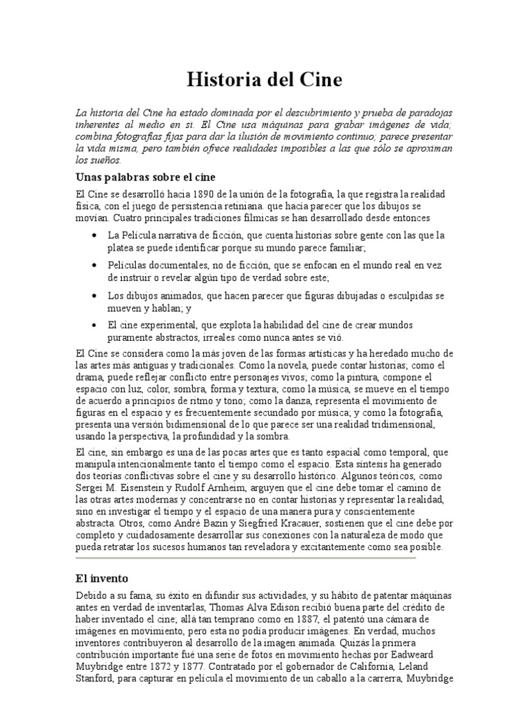 Historia Del Cine | PDF | Cine | Ocio