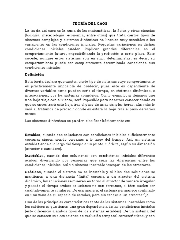 Teoría Del Caos | PDF | Teoría del caos | Atractor