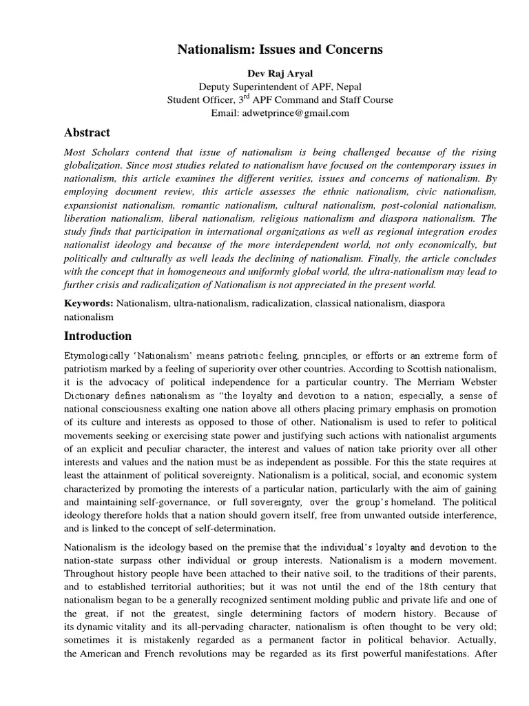 Nationalism: Issues and Concerns: Dev Raj Aryal | PDF | Nationalism ...