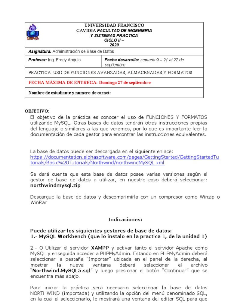Base de datos MySQL - Funciones y formatos | PDF | Mi sql | SQL