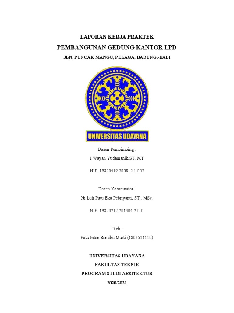 Buku Laporan KP Perencanaan 1 | PDF