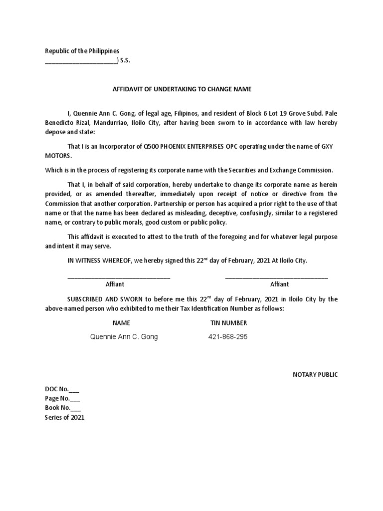 JOINT AFFIDAVIT-CHANGE NAME - q500 | PDF