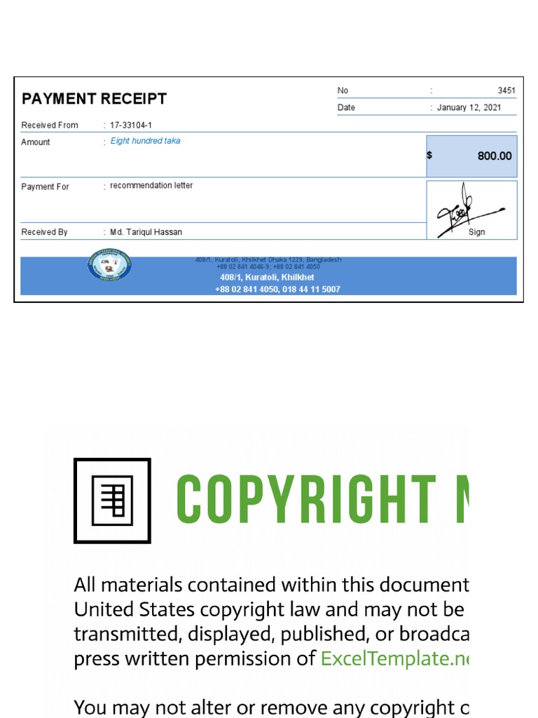 Payment Receipt: American International University-Bangladesh | PDF