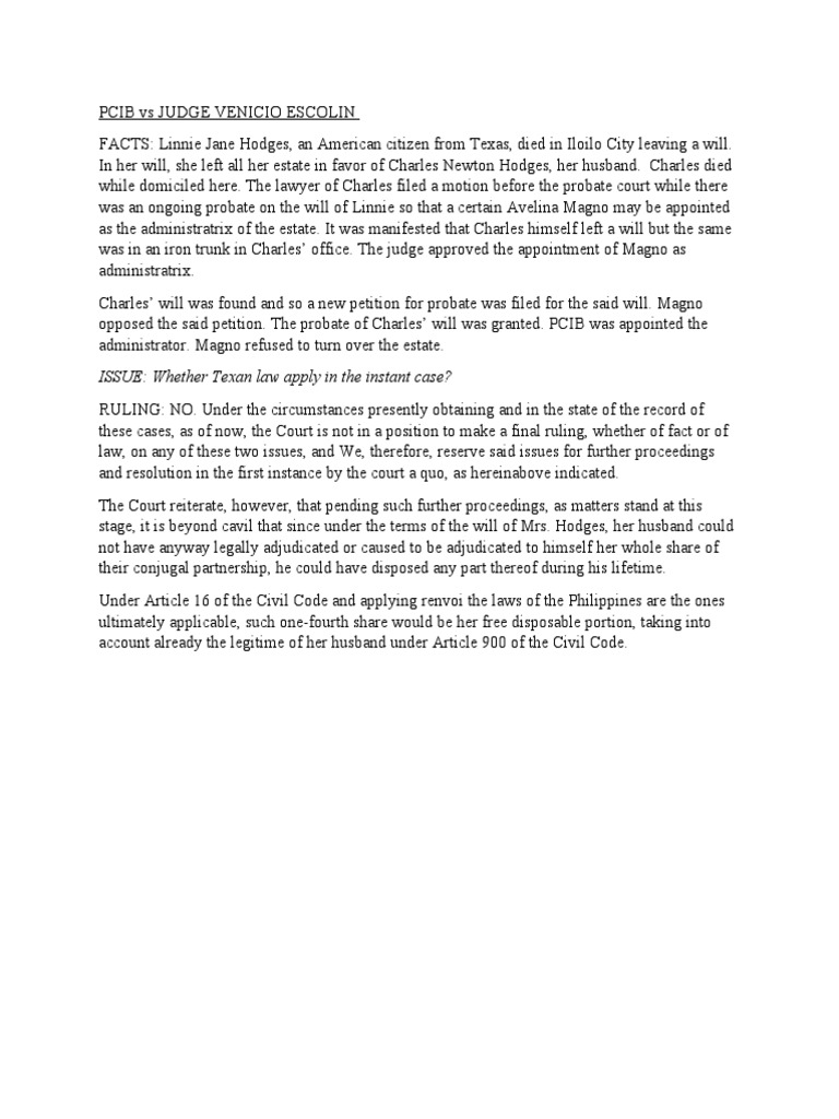 Pcib Vs Escolin | PDF