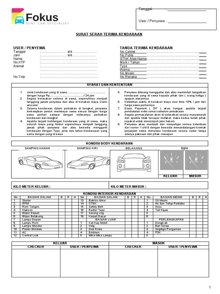 Form Serah Terima Kendaraan | PDF | Teknologi & Rekayasa