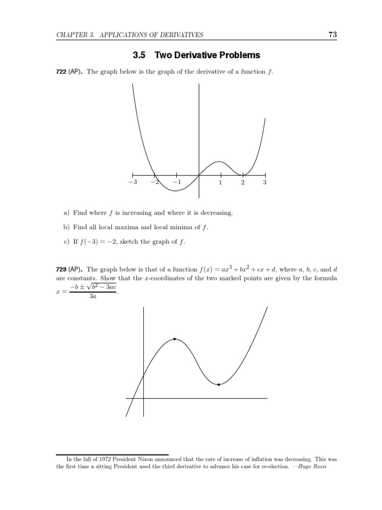 3.5 Two Derivative Problems: Chapter 3. Applications of Derivatives | PDF