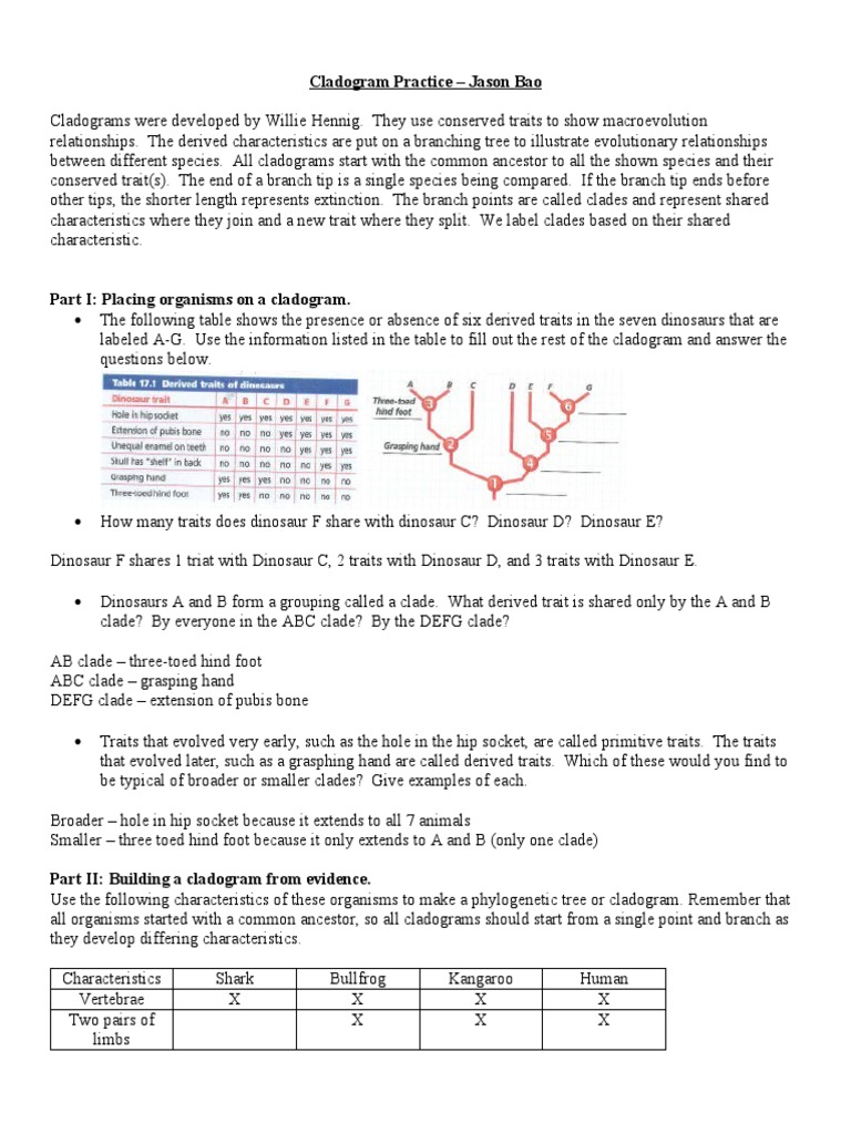 Hominin Phylogenetic Tree Derived Traits