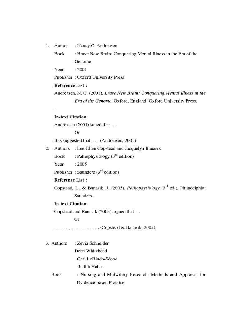 REFERENCES LIST and In-Text Citation | PDF | Human Nature | Cognition