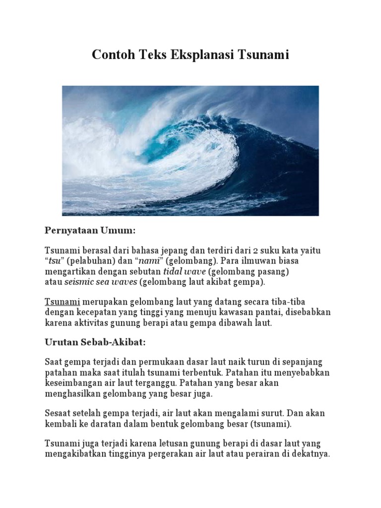 Contoh Teks Eksplanasi Tsunami | PDF