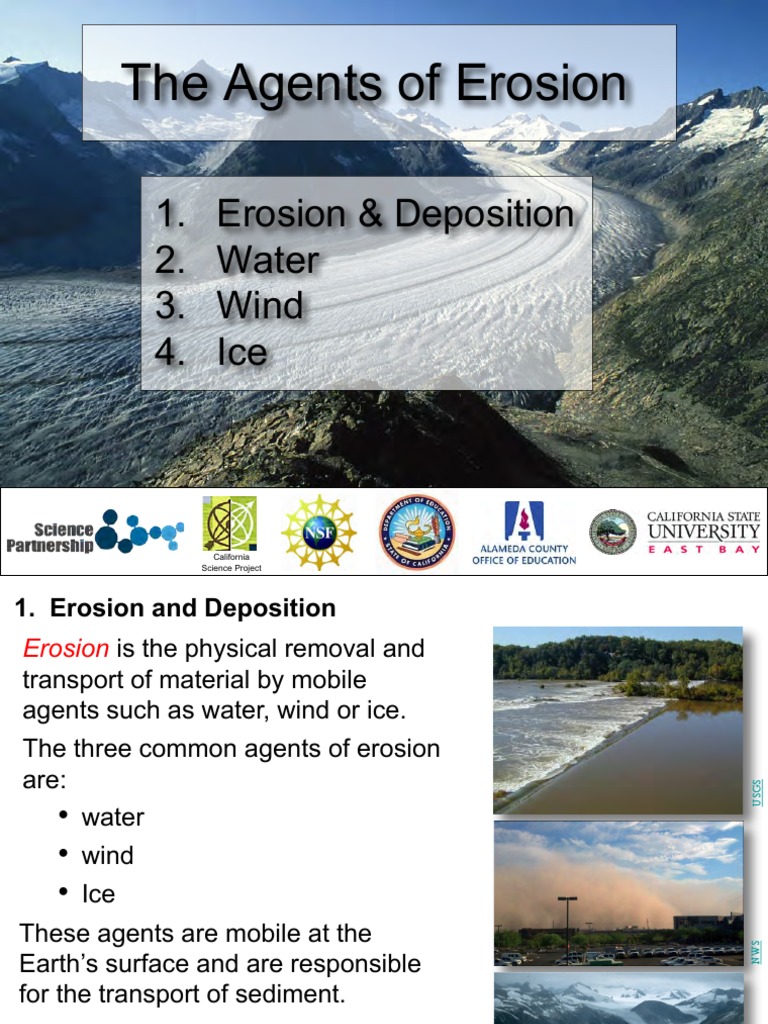 The Agents of Erosion: 1. Erosion & Deposition 2. Water 3. Wind 4. Ice ...