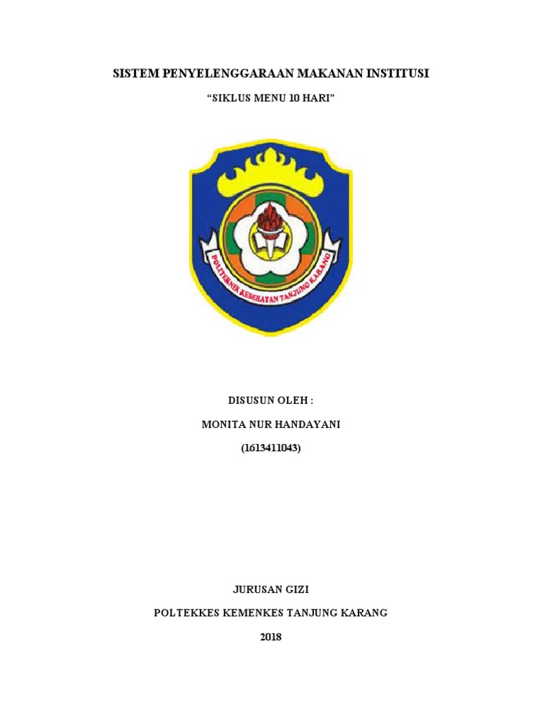Siklus Menu Makanan Institusi 10 Hari | PDF