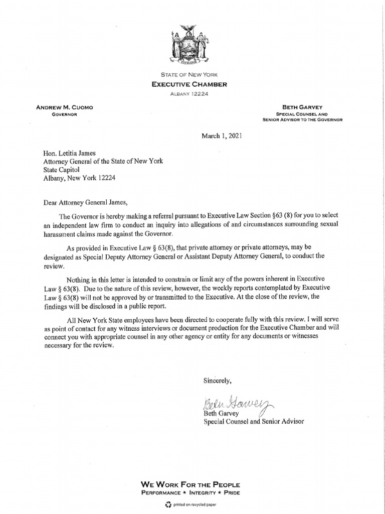 Letter To Attorney General Letitia James | PDF