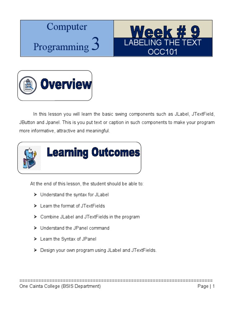Computer Programming: Labeling The Text OCC101 | PDF | Button (Computing) | Window (Computing)