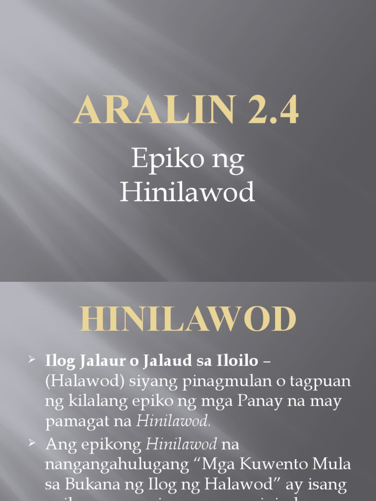 Aralin 2.4 - Epiko NG Hinilawod | PDF