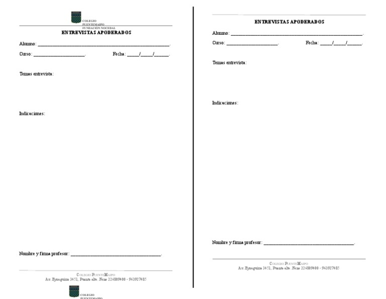 Ficha Entrevistas Apoderado | PDF