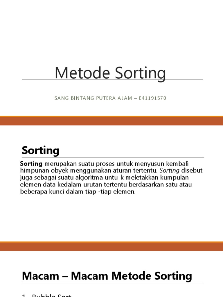Metode Sorting | PDF | Karier & Perkembangan | Komputer