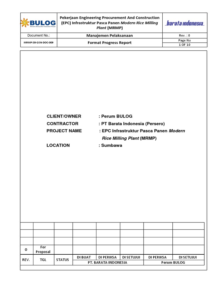Format Progress Report Sumbawa | PDF | Engineering | Economic Sectors