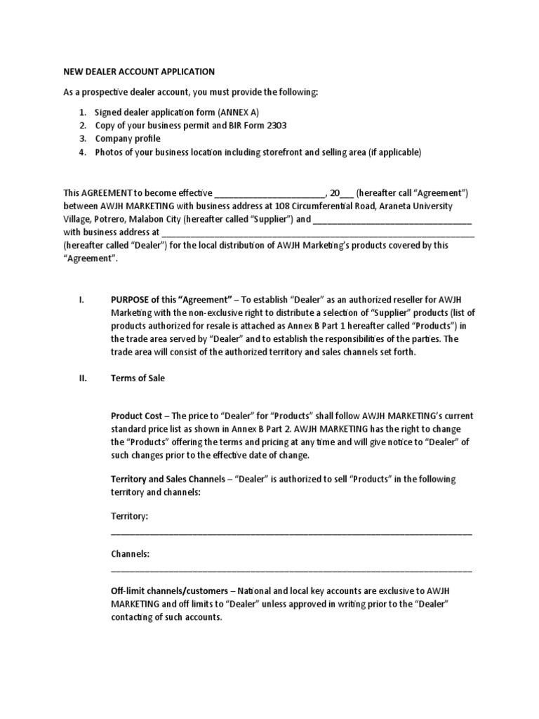 New Dealer Account Application | PDF | Payments | Business
