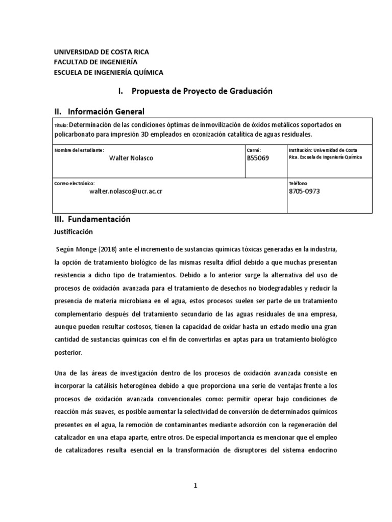 Avance 1 de Propuesta de Proyecto de Graduación de Walter Nolasco | PDF ...