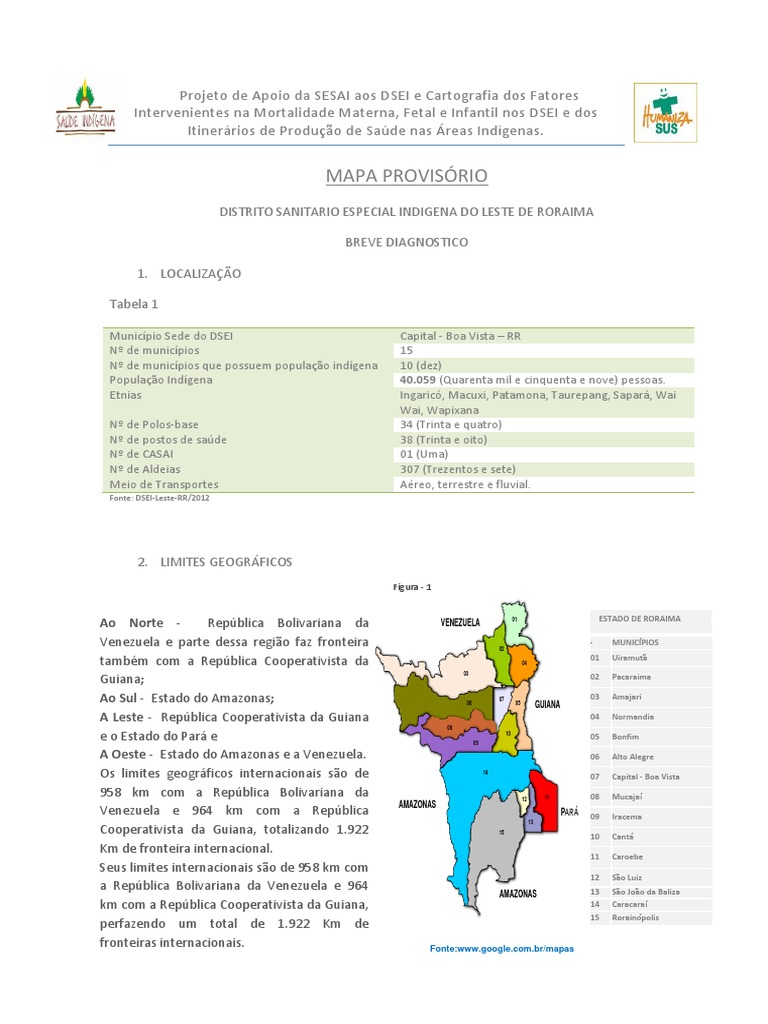 Mapa Provisorio Cartografia Dsei-Leste RR 0 | PDF | Morte | Tempo