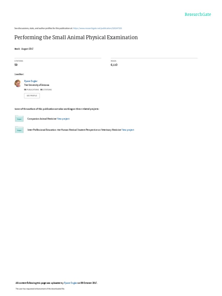 Performing The Small Animal Physical Examination: August 2017 | PDF ...