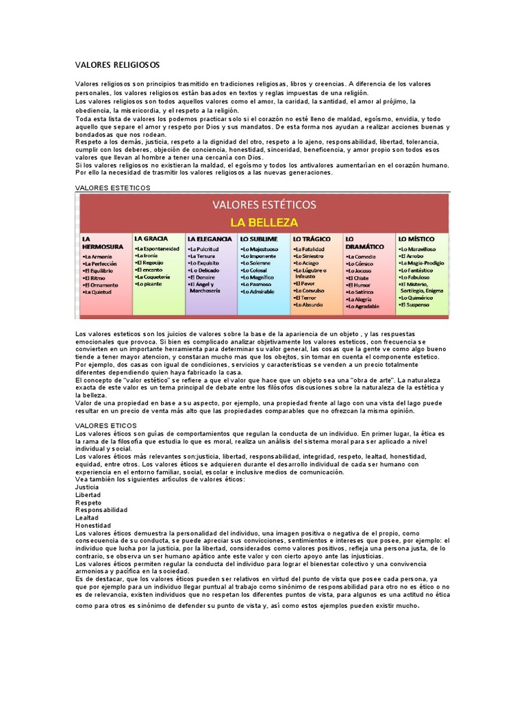 Ejemplos y características de valores religiosos | PDF | Amor ...