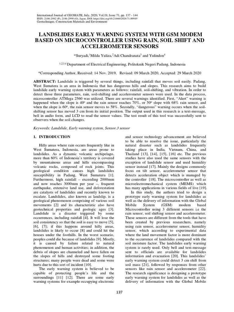 Landslides Early Warning System With GSM Modem Based On Microcontroller ...