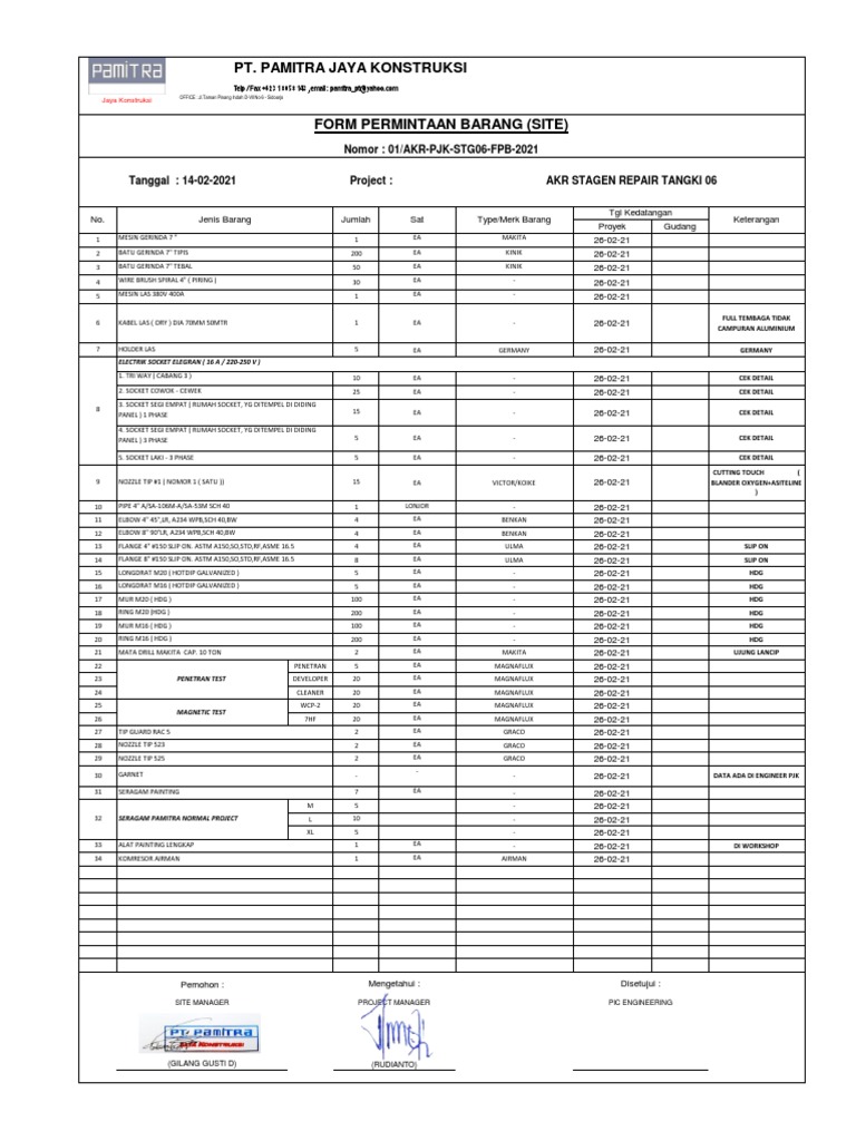 Form Permintaan Barang | PDF | Gas Technologies | Plumbing