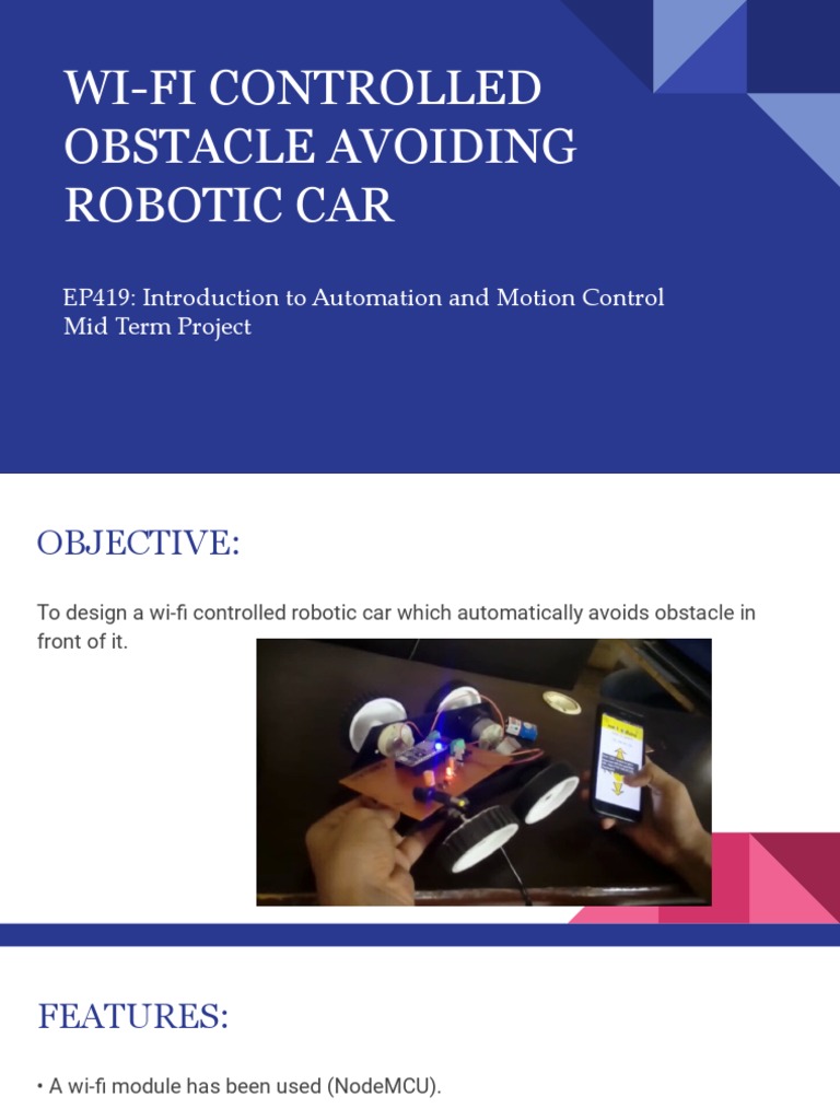 Wifi Controlled Obstacle Avoiding Robotics Car | PDF