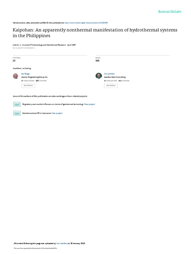 Kaipohan: An Apparently Nonthermal Manifestation of Hydrothermal ...