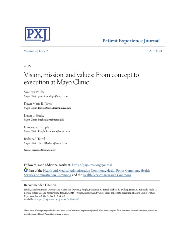 Vision, Mission, and Values at Mayo Clinic PDF | PDF | Patient | Ios