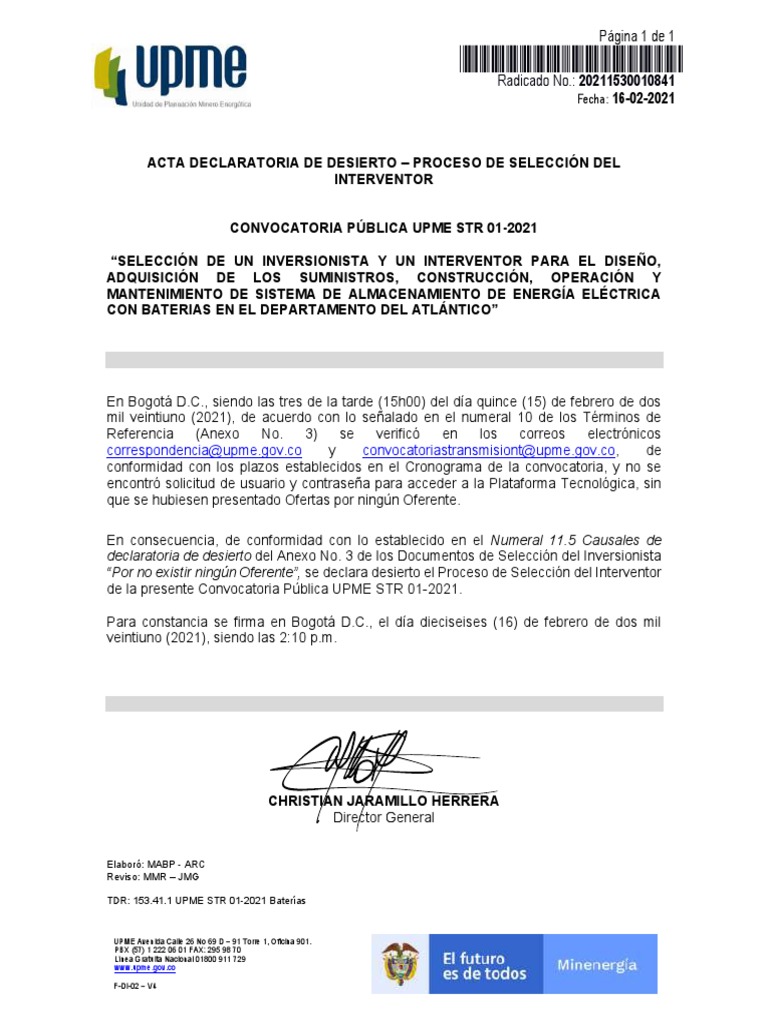 Acta Declaratoria Desierta STR 01 2021 | PDF