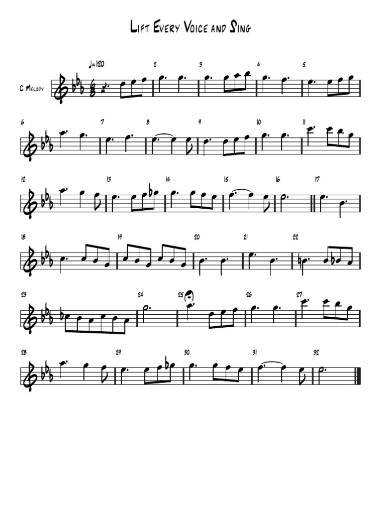 Beginner Sheet Music for Lift Every Voice | PDF | Choral Music | Vocal ...