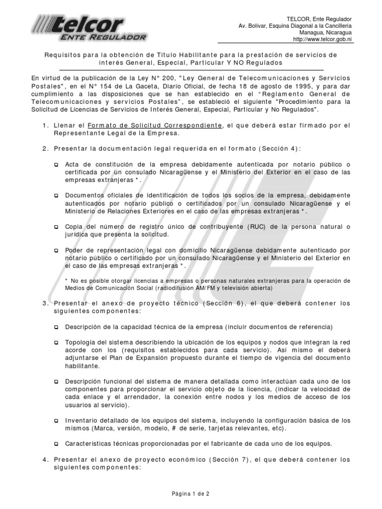 Telcor 2 | PDF | Radiodifusión | Radiodifusión